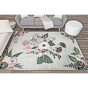 Rugs America Hanna VA40C Rose Garden Gray Floral Transitional Area Rug, 5'x7'