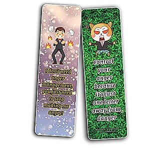 Creanoso Anger Management Quotes Bookmarks (2-Sets X 6 Cards) – Daily Inspirational Card Set – Interesting Book Page Clippers – Great Gifts for Adults and Professionals