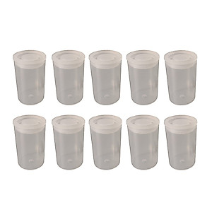 GSHLLO 10 Pcs Clear Plastic Film Canister Holder Film Roll Container Case Empty Camera Reel Storage with Caps Pill Organizer