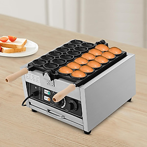 12pcs Commercial Egg Bubble Waffle Maker Machine 1.8Kw 110V Electric Non-Stick Rotatable Waffle Baker Machine with 122-572℉ Temp Range and Time Control Egg Puff Waffle Iron for Restaurants and Home