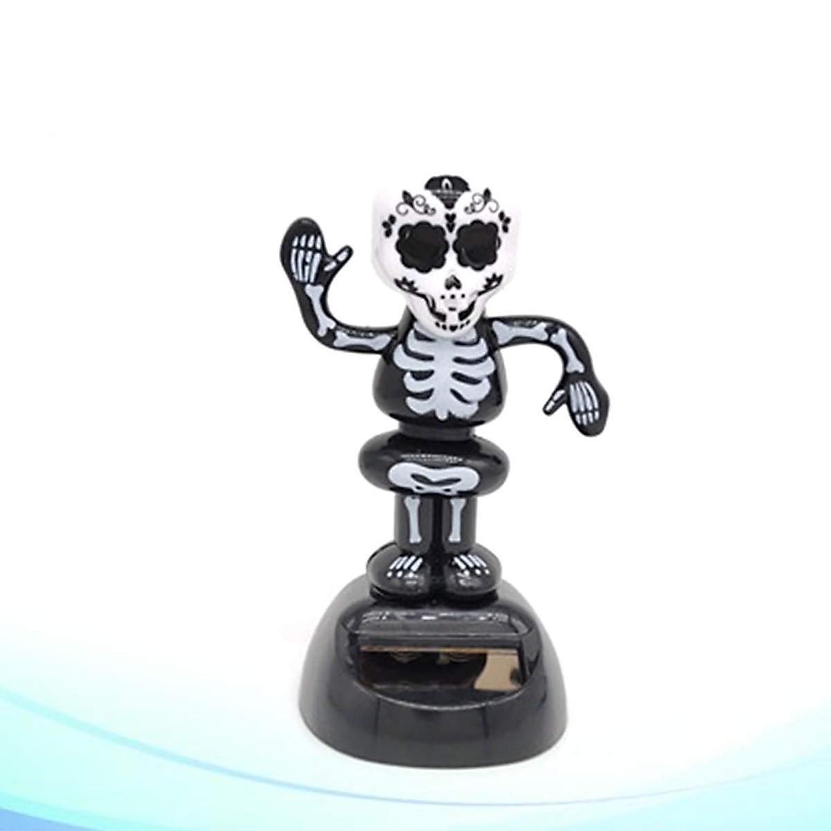 Amosfun 2pcs Halloween Solar Bobble Skeleton Shaking Head Dancing Toy Figurines Car Dash Board Decorations Halloween Party Favors Gifts