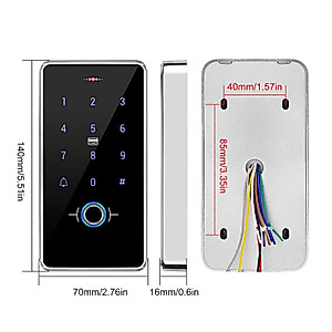 JIAN BOLAND Fingerprint Access Control Keypad, Door Access Control Keypad Wiegand 26 PIN Code RFID Keypad with 5pcs IC Key Fobs Backlight Waterproof IP67