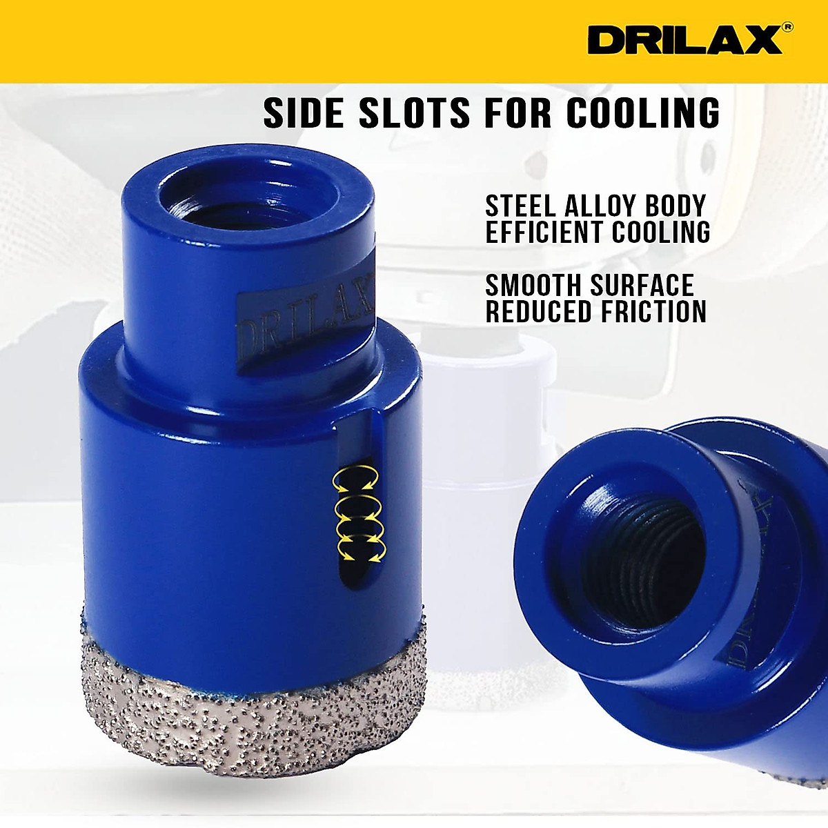 1-1/2 inch Diamond Hole Saw for Angle Grinders Masonry Concrete Granite Quartz Porcelain Ceramic Tile Hole Saw Brick 5/8"-11 Threaded Connection Heavy Duty Diamond Core Hole Saw Dry