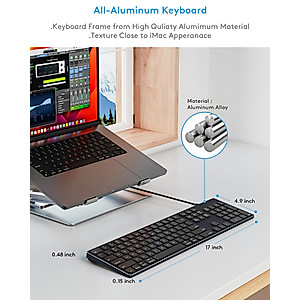 Yivandi Wired Keyboard for Apple Computer – Sleek Aluminum Housing,Precise106 Keys Compatible to Mac OS,Plug-N-Play iMac/Mac/MacBook Keyboard with Numeric keypad