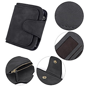 KELEEL Small Wallet for Women RFID Blocking Genuine Leather Bifold Wallet Zipper Coin Pocket Credit Card Holder Purse with ID Window