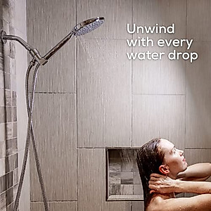 SparkPod Handheld Shower Head Holder - Premium ABS Plastic - 360 Degree Rotatable Solid Brass Ball - Compatible with 7/8" (2.25cm) Diameter Hose - Bonus Plumber's Tape (Luxury Polished Chrome)