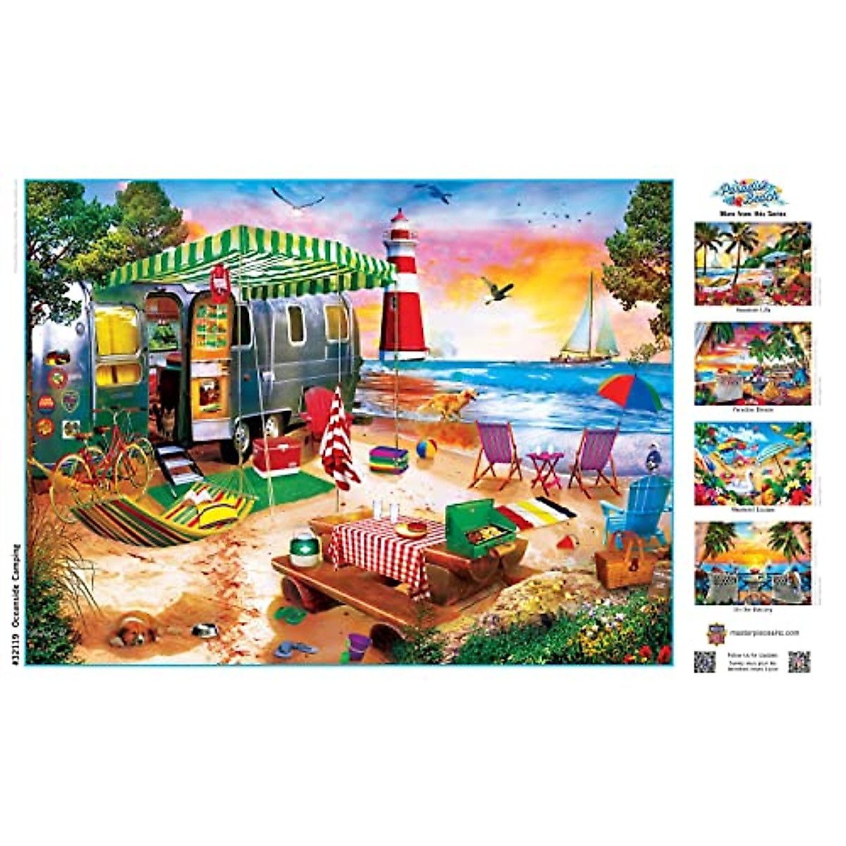 Masterpieces 550 Piece Jigsaw Puzzle For Adults and Family - Oceanside Camping - 18"x24"