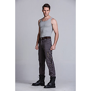 Keybur Men's Cotton Casual Military Army Cargo Camo Combat Work Pants (36, Gray)