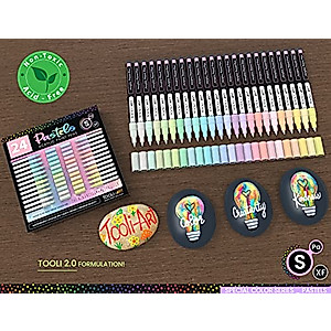 TOOLI-ART Acrylic Paint Markers Paint Pens Special Colors Set For Rock Painting, Canvas, Fabric, Glass, Mugs, Wood, Ceramics, Plastic, Multi-Surface. Non Toxic, Water-based (PASTEL)