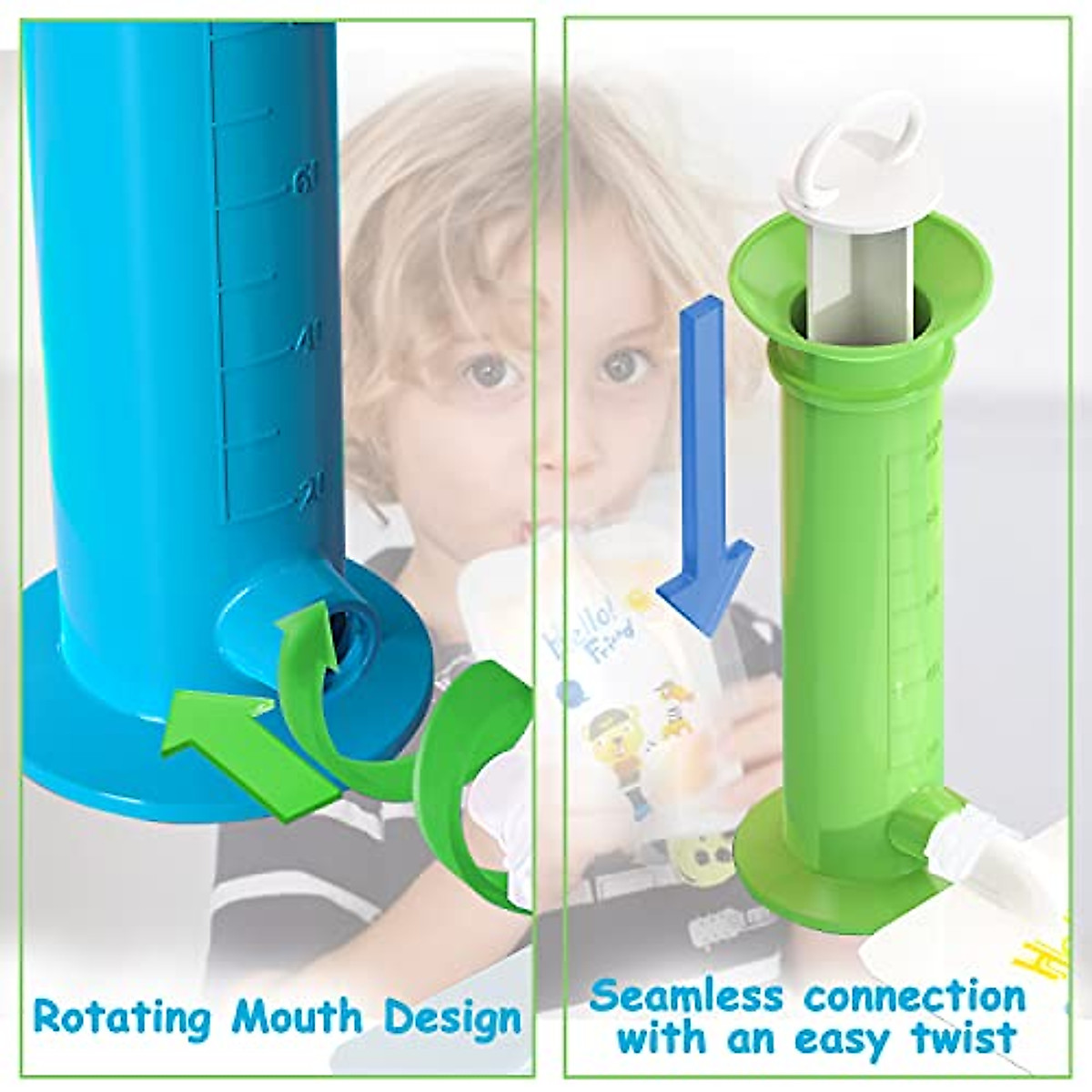 Fruit Puree Filler, Portable Food Pouch Filler Fruit Squeeze Puree Filler Vegetable Puree Maker Fruit Juice Food Maker with 12pcs Reusable Food Pouches for Kids Indoor and Outdoor Usage (Blue)