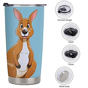 LHDGSJE Funny Cartoon Kangaroo Zoo 20 Oz Tumbler Stainless Steel Coffee Mug Reusable Travel Mug Leak-proof Large Capacity Car Cup Insulated Tumbler Fits in Car Cup Holder