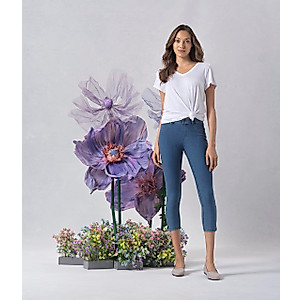 HUE Women's Ankle Slit Essential Denim Capri, White, Medium