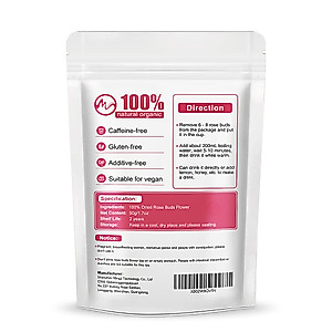 M inch Rose Buds Flower Tea - 100 percent Organic Natural Edible Dried Rose Buds Flowers for Cakes Decorating, Beauty & Promote Metabolism, 1.76 Ounce (Pack of 1)