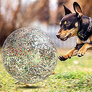 NC Glitter Beach Balls 24 Inch 3 Pack, Inflatable Beach Ball with Confetti Glitters Beach Toys for Kids Adults Airtight Swimming Pool Balls Colorful Summer Party Favors Outdoor Water Games (Blue)