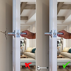 Door Stopper, Door Stop 5 Inch Stainless Steel Brushed Satin Nickel Doorstops, Modern Soft-Catch Mute Door Holder Wall Mount Door Wall Protector Doorstop for Hotel Home Restaurant, Silver