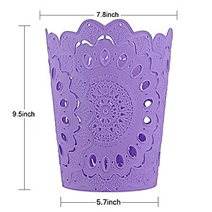 Wastebasket, PP Hollow Pattern Solid Color Paper Basket Trash Can Dustbin Without Lid