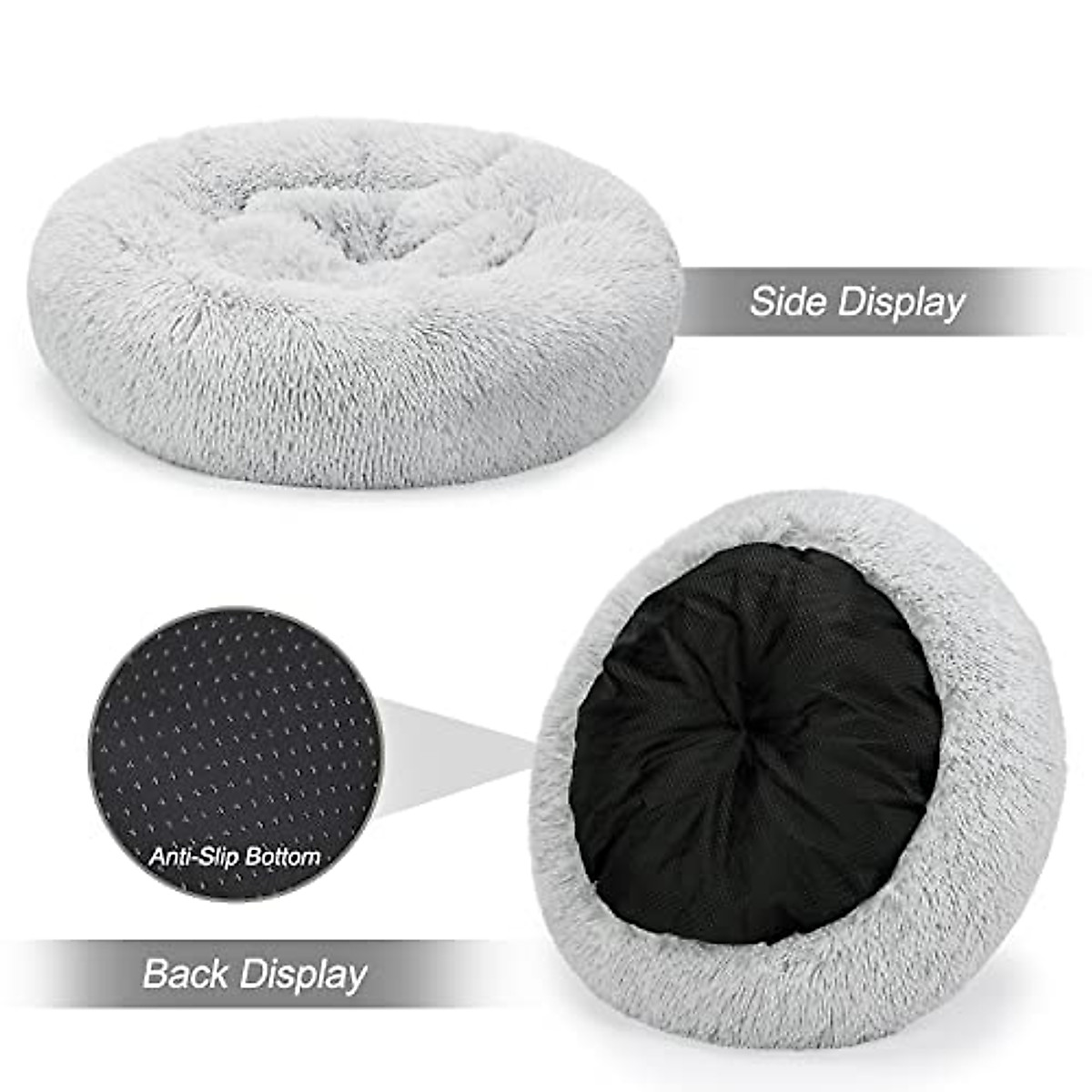 MIXJOY Orthopedic Dog Bed Comfortable Donut Cuddler Round Dog Bed Ultra Soft Washable Dog and Cat Cushion Bed (20''/23''/30'') (30'', Grey)