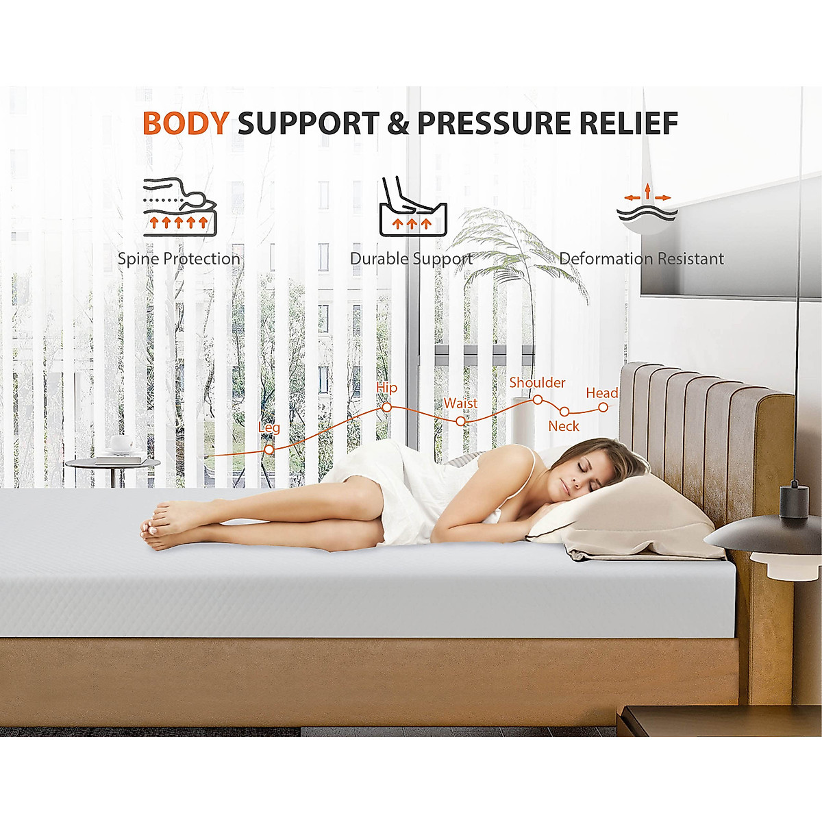 King Size Mattress, King Mattress with Washable Cover, Memory Foam Mattress with CertiPUR-US Certified, Firm Mattress for Cool Sleep & Pressure Relief, Mattress King Size, Double Mattress - 8 Inch