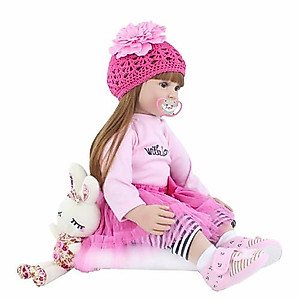 Zero Pam Pinky 24 inch 61cm Lovely Reborn Baby Girl Dolls Toddler Realistic Looking Life Like Baby Doll Vinyl Silicone Long Hair Babies Toy