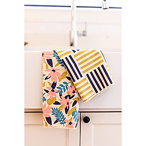 Desert Aqua || 3 Pack|| Kitchen Towels || Dish Towels || Tea Towels || Highly Absorbent || Hanging Loop || Dish Cloths || Modern || Designer Prints (Multi Floral)