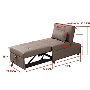 Kings Brand Furniture - Multi-Function Ottoman, Sofa Bed Sleeper, Convertible Chair, Dark Grey