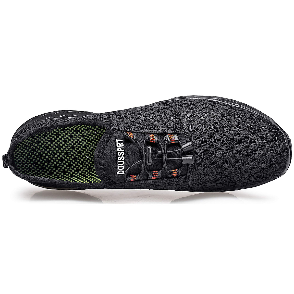 DOUSSPRT Men's Water Shoes Quick Drying Sports Aqua Shoes Dark Allblack Size 9.5