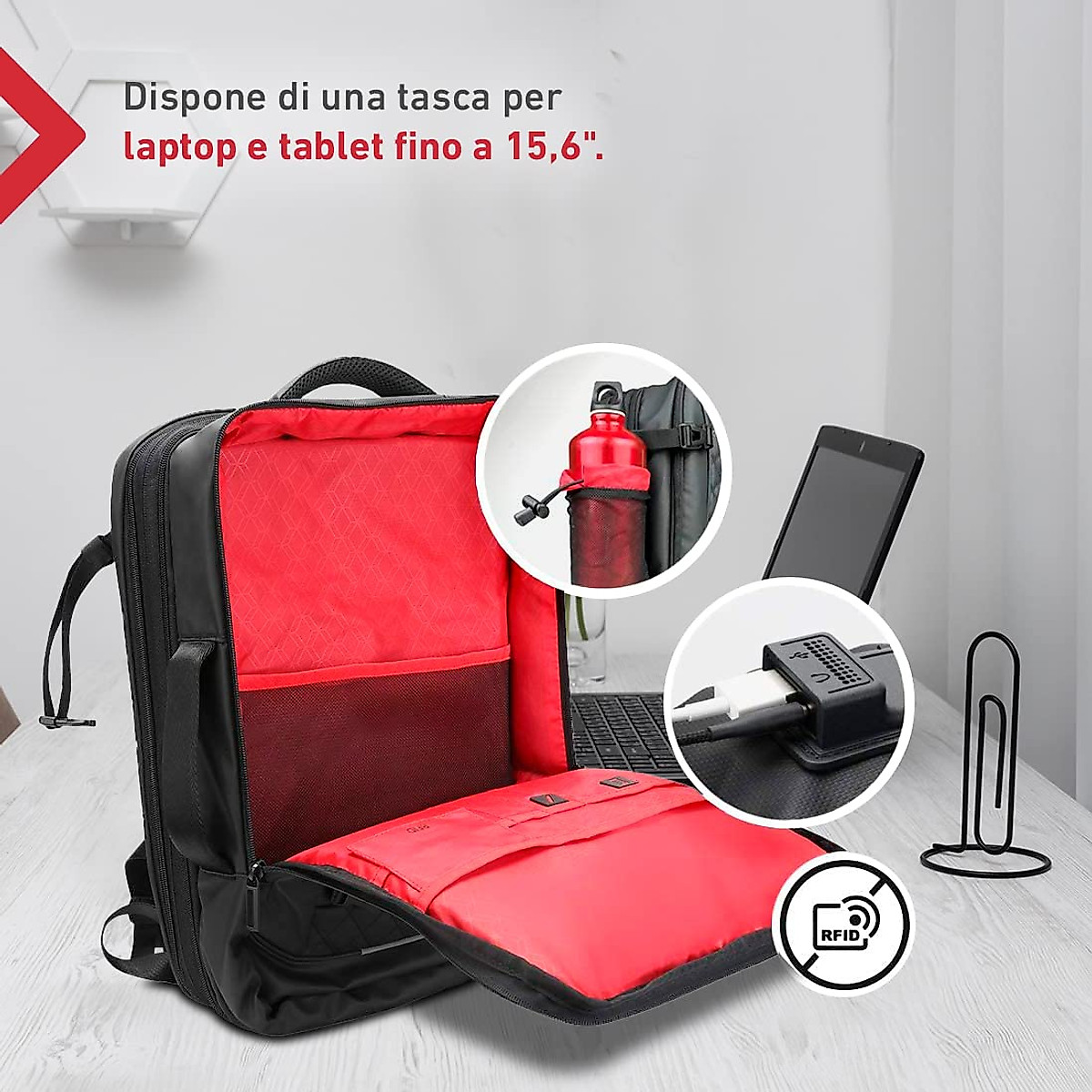 OXIDIA Travel Backpack for Business, Carry on Bag Flight Approved, 15.6-inch Laptop Backpacks, Weekender Backpack for Men, Expandable Capacity (25L, 40L), Waterproof, TSA Friendly (Black)