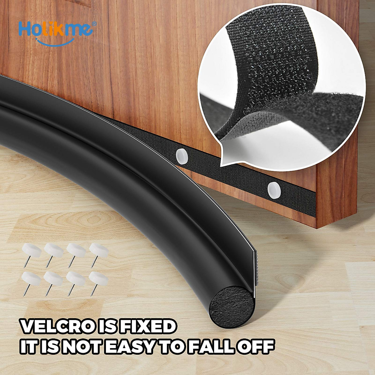 Holikme 2 Pack Door Draft Stopper Weather Stripping,Door Sweep,Adjustable Under Door Draft Blocker,Insulator, Suitable for Interior／Exterior Doors, 36” Length (Black)