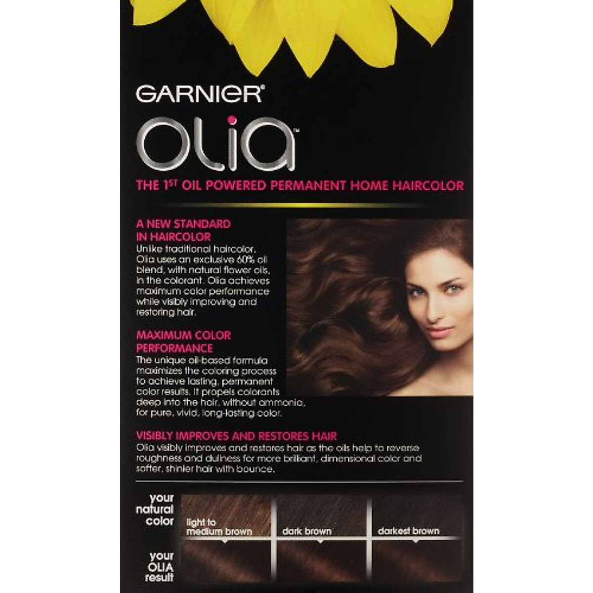 Garnier Olia Oil Powered Permanent Hair Color, 5.35 Medium Golden Mahogany