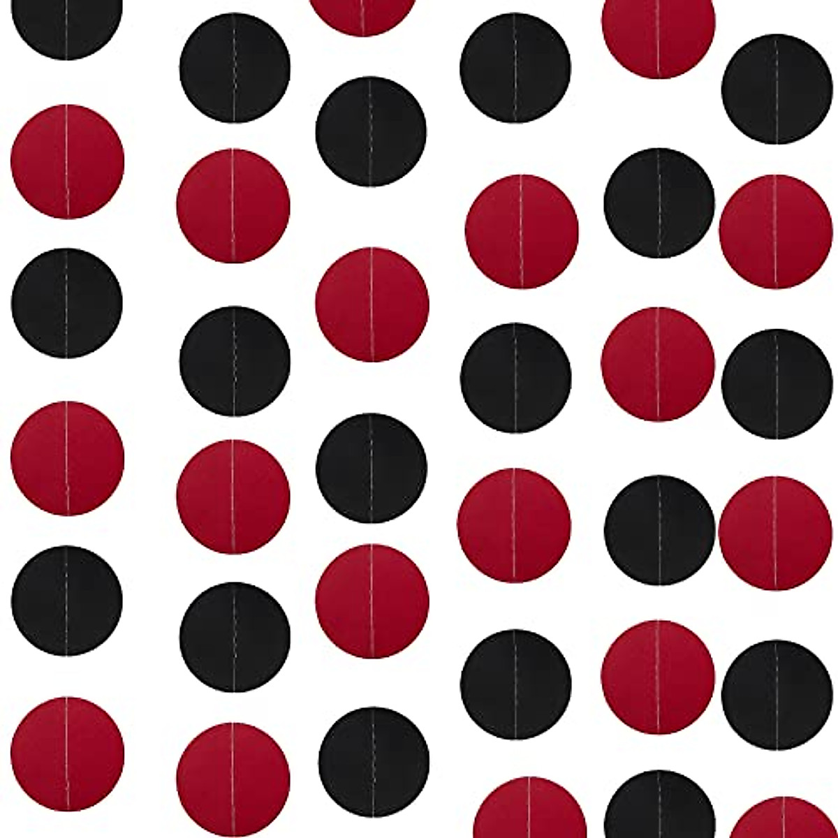 Red and Black Circle Garland, UNIIDECO Paper Dots Banner, Happy Birthday Baby Bridal Shower Bachelorette Party Streamer Backdrop Supplies, Classroom Cieling Bulletin Board Decor