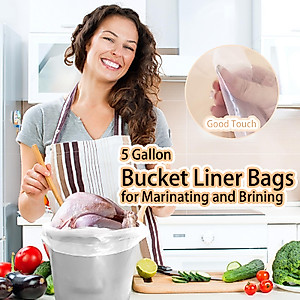 16Pcs Food Storage Bags,5 Gallon Bucket Liner Bags,Turkey Brining Bags,Food Grade Bucket,Plastic Storage Bags for Marinating and Brining,Meat,Thanksgiving,20 x 28 Inch,4Mil