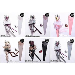 JOSON 24Pcs/6 color flower packaging bag single rose flower bag waterproof material simple diamond heart shape gift packaging