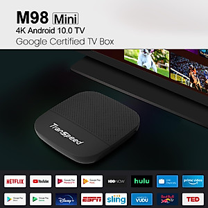 Android 10 TV Box 2G RAM 16G ROM Allwinner H313 with ATV, BT 5.0 Quad-Core 64 Bits 4K UHD H.265 Ethernet LAN TV Box