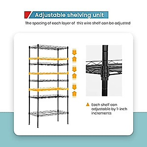 Adjustable NSF-Certified Metal Shelf Wire Shelving Unit Storage for Small Places Restaurant Garage Pantry Kitchen Garage Rack (Black, 21.5L x 11.6W x 47.6H)