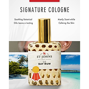 St. John Bay Rum Aftershave and Cologne | Made with Bay Leaves from The Virgin Islands | Bay Leaf After Shave Fragrance for Men | (4 oz)