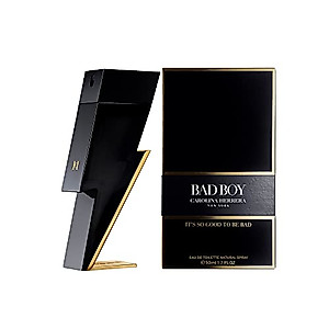 Carolina Herrera Bad Boy Fragrance For Men - Seductive, Masculine Scent - Features Oriental And Spicy Accords - Ideal For Evening Wear - Alluring Notes Of Black And White Pepper - Edt Spray - 1.7 Oz