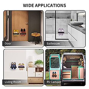Wall Mounted Shoe Storage Rack - 4Pack Adjustable Shoes Organizer Holder for Wall Door Rv Camper Shoe Holder with Sticky Hanging Strips (Black)