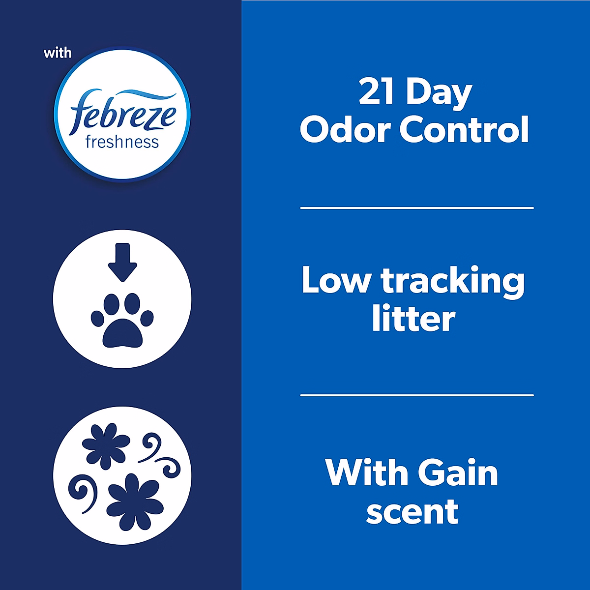 Fresh Step Clean Paws Cat Litter With Febreze Freshness With Febreze Gain Scent, Low-Tracking Clumping Litter With Guaranteed Odor Control, 22.5 lb. Box
