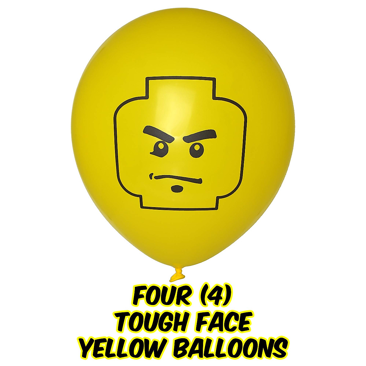 Party Ninja 24 Pack of Colorful 12-inch Birthday Balloons for Building Brick Theme Party - DOUBLE SIDED PRINTS - Character Faces - Happy Birthday Balloons for Boys & Girls Party Supplies…