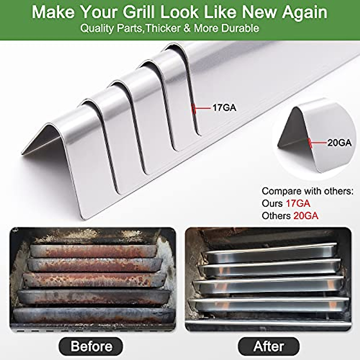 Criditpid 22.5'' 7536 Flavorizer Bars Compatible for Weber Spirit 300 E310 E320 S310 S320, Spirit 700, Weber 900, Genesis Silver B C, Genesis Gold B C, Stainless Steel Flavor Bars for Weber 7537 65903