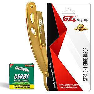 G4 Professional Straight Edge Razor for Men with 100-Pack Replaceable Derby Blades Barber Single Blade Shaving Razor -navajas para barbero