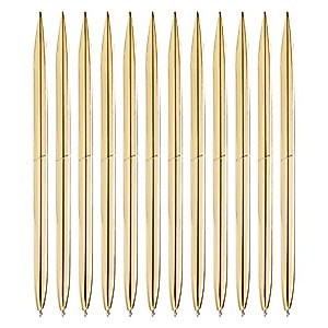 Juvale 12 Pack Gold Ballpoint Pens for Business Students and Teachers, Office Supplies, New Employee Welcome Gift (6.4 In)