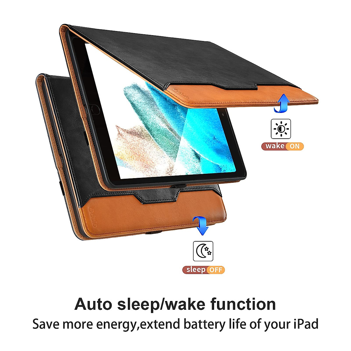 Case for Samsung Galaxy Tab A8 10.5 inch 2022 (SM-X200/X205/X207), Premium PU Leather Tablet Case with Hand Strap Large Pocket Auto Wake/Sleep Smart Cover, Black