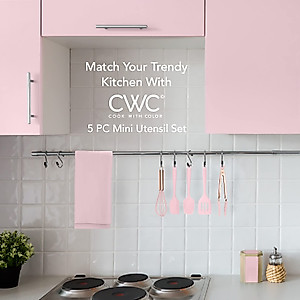 COOK with COLOR Set of Five Pink and Rose Gold Silicone MINI Kitchen Utensil Set