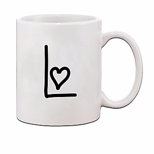 Speedy Pros L Love Hearts Initial Monogram Personalized Letter L Ceramic Mug Coffe Cup - Holiday Christmas Hanukkah Gift for Men & Women
