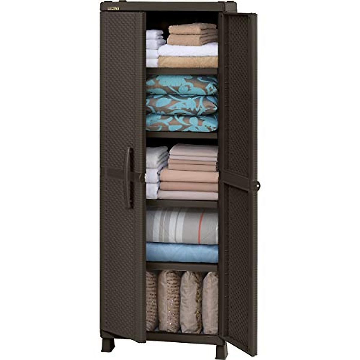 Rimax Resin Wicker Storage Cabinet, Large, Brown