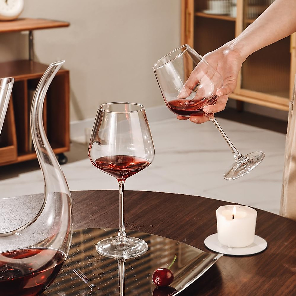 PTSTING Wine Glasses 20oz Clear Burgundy Red Wine Glass Large Wine Glass Set of 2 for Wine Tasting, Wedding Gift, Anniversary, Christmas, Birthday