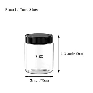 8 Oz Clear Plastic Jars with Black Lids Refillable Kitchen Storage Containers for Dry Food, Coffee, Nuts and More, 3 Pack