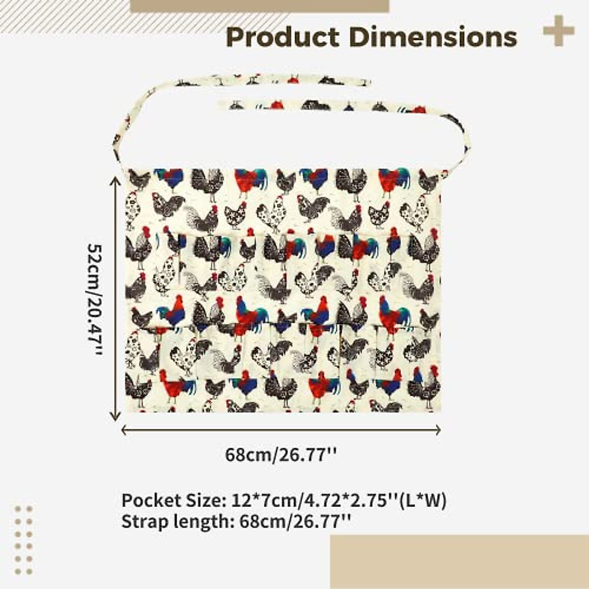 Homaisson Egg Apron, 15 Pockets Durable Canvas Egg Collecting Holding Apron Egg Gathering Apron for Chicken Duck Goose Eggs, Egg Carrier Canvas Apron for Housewife Farmhouse