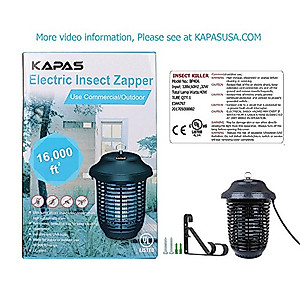 Electric Insect Bug Zapper, New Upgrade with Free Hanger Kapas 40W Outdoor Bug Killer Lantern for Mosquitoes, Flies, Gnats, Pests & Other Insects, 1 Acre Coverage